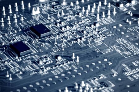 Close-up electronic circuit board with micro chips from a home ...