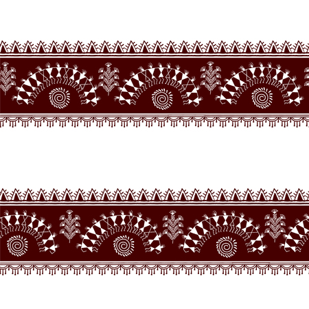Vector of Warli painting seamless - ID:61249001 - Royalty Free Image ...