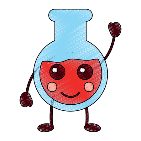 happy flask laboratory kawaii icon image vector illustration design ...