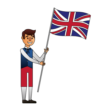 man cartoon in clothes traditional and flag england vector illustration ...