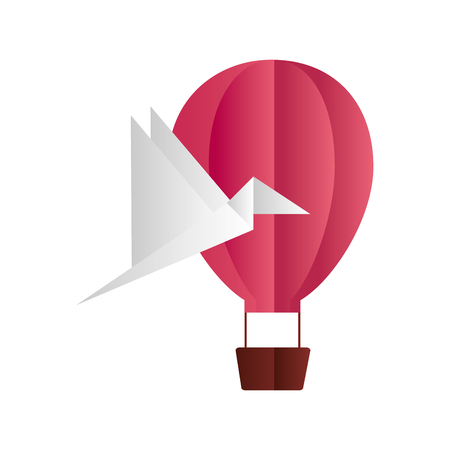 air balloon bird paper origami vector illustration - Stock Image ...