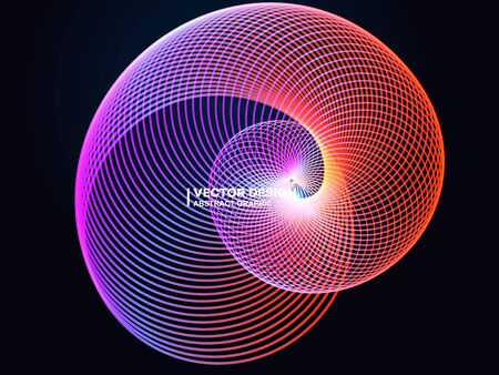 Abstract spiral gradient line graphic, geometric line pattern - Stock ...