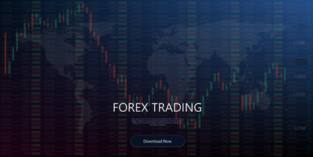 Forex Trading Indicators vector illustration on blue background. Online ...