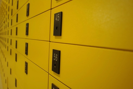 yellow lock boxes very shallow DOF........... - Stock Image - Everypixel