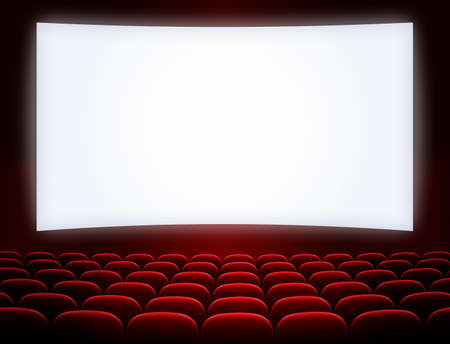 cinema screen with open red seats - Stock Image - Everypixel