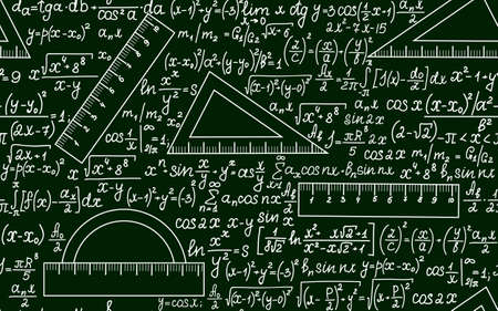 Mathematical vector seamless pattern with angle protractors, triangles ...