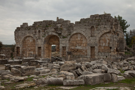 dating back to 1200 BC, the ancient city of Perge - Stock Image ...