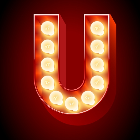 Old lamp alphabet for light board Letter U - Stock Image - Everypixel