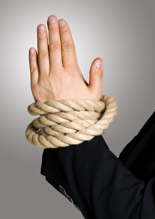business hands bond with a rope - Stock Image - Everypixel