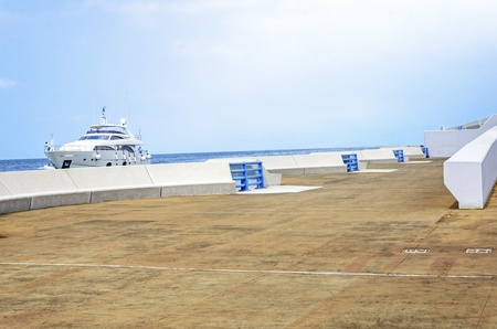 A yacht entering the beautiful Marina in Zaitunay Bay in Beirut ...