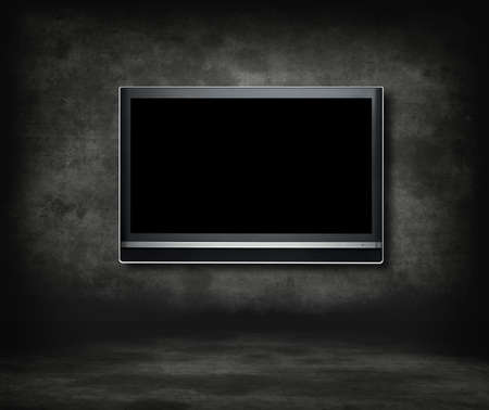 Gothic room television concept. Wide screen television in a gothic room ...
