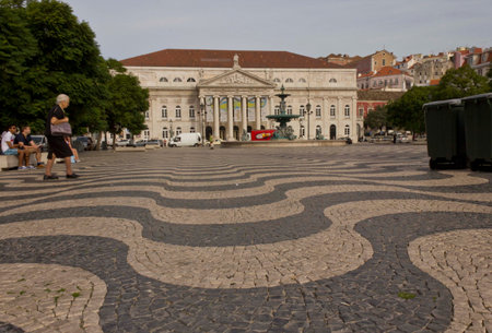 LISBON, PORTUGAL - OCTOBER 24 2014: Dona Maria Teathre in Rossio square ...
