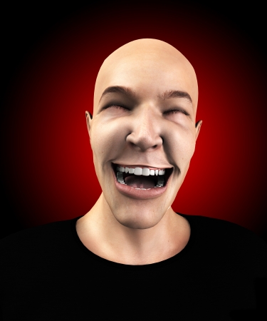 Close up of a happy laughing mans face. - Stock Image - Everypixel