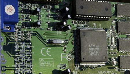 Close up of integrated circuit of a rgb video card - Stock Image ...