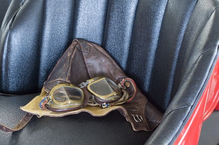 vintage leather racing driver helmet - Stock Image - Everypixel