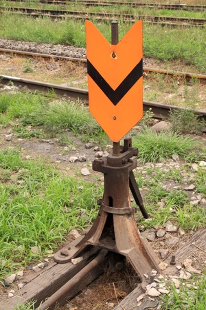 closeup of railway rail switch - Stock Image - Everypixel