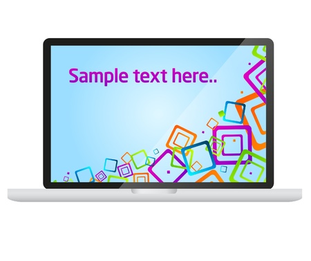 Modern laptop template with abstract forms - Stock Image - Everypixel
