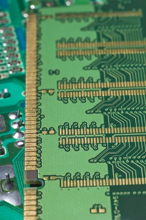 Close up of back side of computer ddr memory - Stock Image - Everypixel