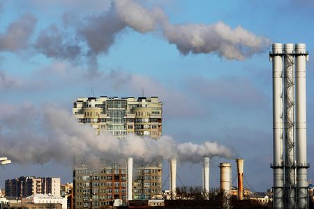 blye sky and exhaust smoke - Stock Image - Everypixel